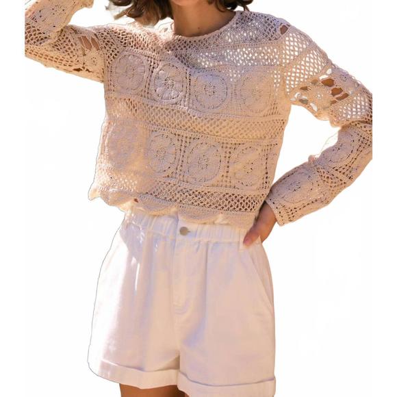 idem ditto | Tops | New Idem Ditto Floral Sheer Crochet Top In Natural ...